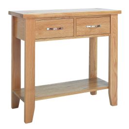 Small Console Table, 2-Drawer Oak Hallway Table, Hallowood Furniture ...