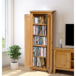 DVD Cabinet, Oak Tall Storage Shelf Organiser, Hallowood Furniture ...