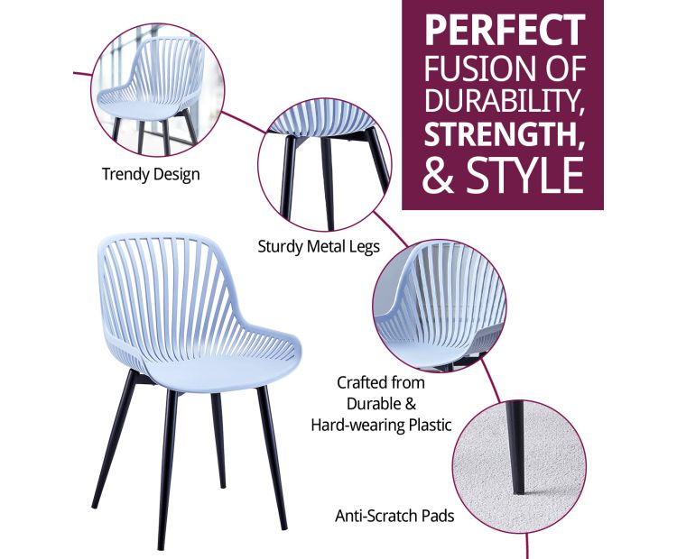 Stoker Light Grey Plastic Chairs CHA104 GRY with Black Metal Sled Legs x 2